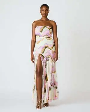 Steve Madden Strapless Flowy Maxi Dress With Slit