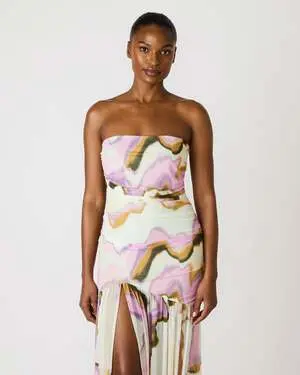 Steve Madden Strapless Flowy Maxi Dress With Slit