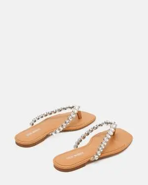 Steve Madden Marble Silver Rhinestones Thong Sandals