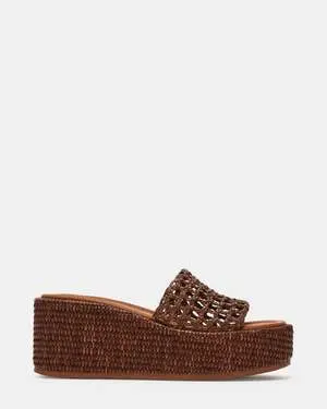 Steve Madden Brandy Mule Sandals - Brown Raffia