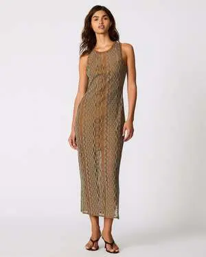 Steve Madden Nyssa Dress Sleeveless Mesh Dresses - Rust Multi