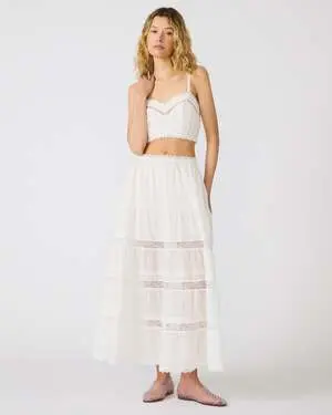 Steve Madden Elisse Lace Trim Maxi Skirt - Antique