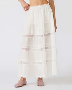 Steve Madden Elisse Lace Trim Maxi Skirt - Antique