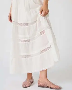 Steve Madden Elisse Lace Trim Maxi Skirt - Antique