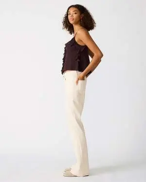 Steve Madden Sleeveless Ruffle Front Tie Top - Chocolate