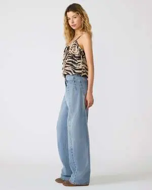 Steve Madden Roue Zebra Print Ruffle Front Tie Camisole