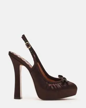 Steve Madden Sofie Platform Heels - Brown Satin