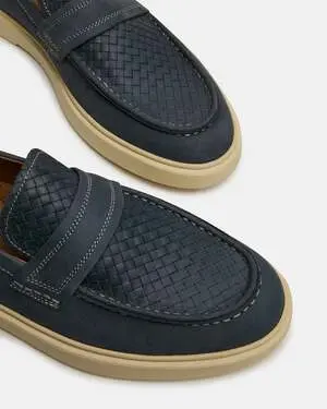 Steve Madden Paul Slip-on Loafers With Woven Detail - Blue