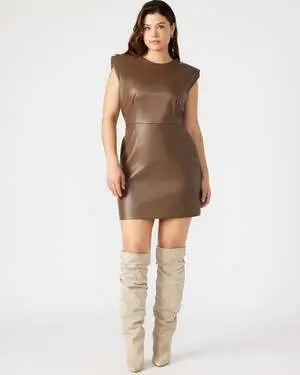 Steve Madden Belen Sleeveless Faux Leather Mini Dress - Brown