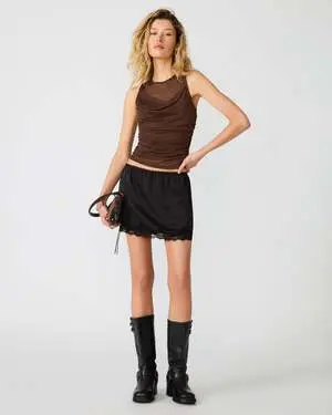 Steve Madden Sleeveless Mesh Cowl Neck Top