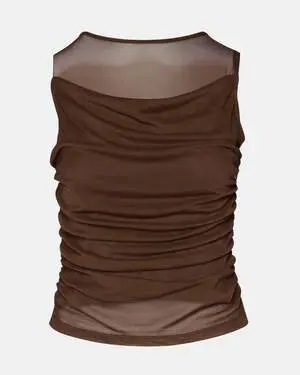 Steve Madden Sleeveless Mesh Cowl Neck Top