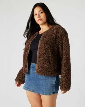 Steve Madden Teddy Jacket Long Sleeve Sherpa Jackets & Coats - Brown