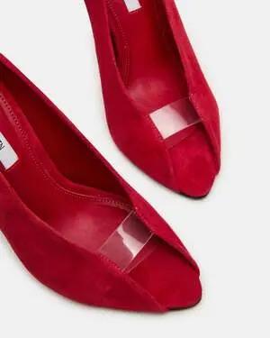 Steve Madden Santino Peep Toe Stiletto Heels - Red Suede