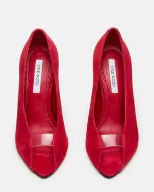 Steve Madden Santino Peep Toe Stiletto Heels - Red Suede