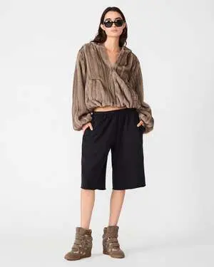 Steve Madden Mavis Jacket Long Sleeve Faux Fur Jackets & Coats - Silver Grey