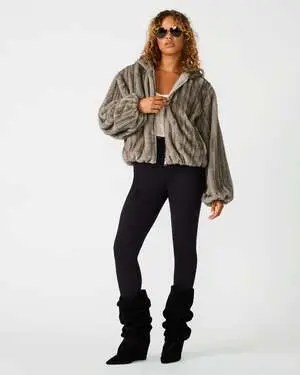 Steve Madden Mavis Jacket Long Sleeve Faux Fur Jackets & Coats