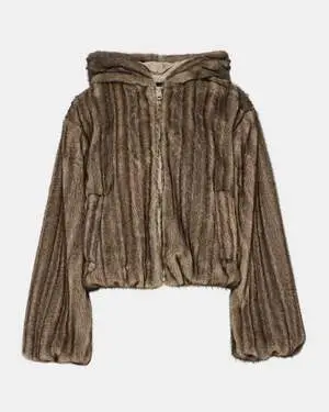 Steve Madden Mavis Jacket Long Sleeve Faux Fur Jackets & Coats
