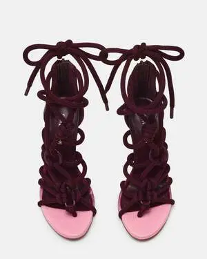 Steve Madden Catnyss Thong Heels With Rope Detailing - Pink Multi