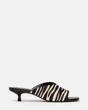 Steve Madden Trina Mule Heels With Square Toe And Kitten Heel - Zebra