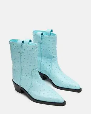 Steve Madden Vinny Ostrich Block Heel Booties