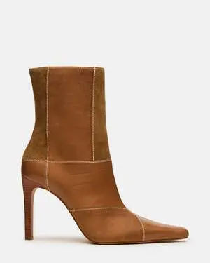 Steve Madden Trial Vintage Tan Patchwork Ankle Booties - Tan Multi