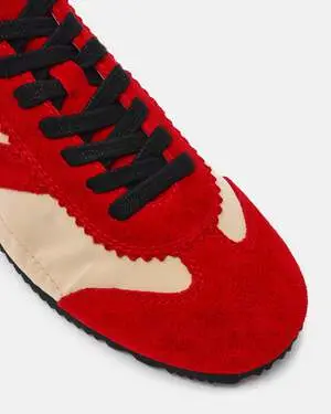 Steve Madden Jaye Bone/red Lace-up Sneakers