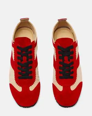 Steve Madden Jaye Bone/red Lace-up Sneakers