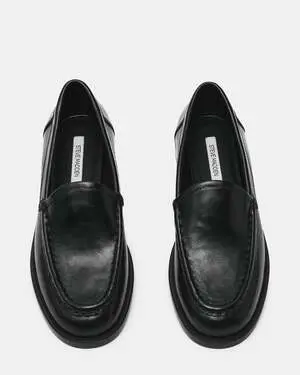 Steve Madden Drayce Leather Loafers - Black