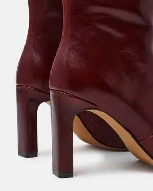Steve Madden Lovelies Dark Cherry Leather Block Heel Boots