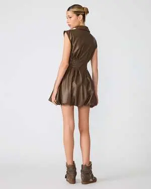 Steve Madden Dyanne Faux Leather Zip-front Mini Dress - Coco