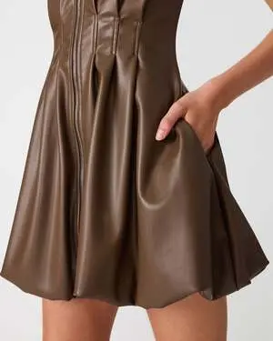 Steve Madden Dyanne Faux Leather Zip-front Mini Dress - Coco