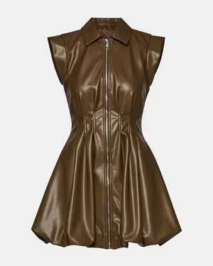Steve Madden Dyanne Faux Leather Zip-front Mini Dress - Coco