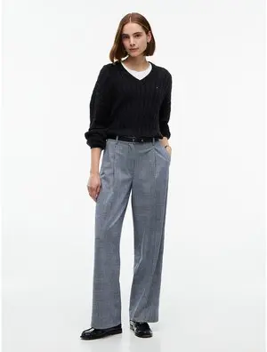 Tommy Hilfiger Glen Plaid Wide Leg Stretch Pant - Blue