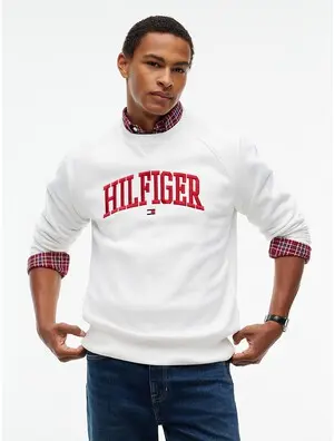 Tommy Hilfiger Varsity Hilfiger Logo Raglan Sweatshirt - Ecru