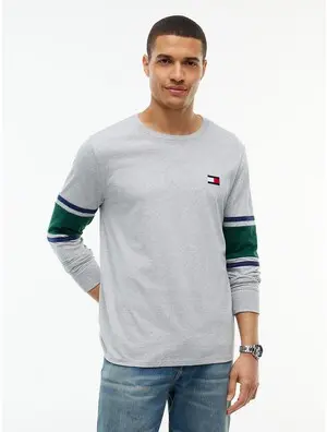 Tommy Hilfiger Long-sleeve Varsity Block Stripe T-shirt - Grey Heather