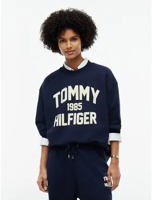 Tommy Hilfiger Relaxed Fit Varsity Logo Sweatshirt - Navy