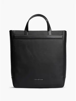 Tommy Hilfiger Pebbled Leather Tote Bag - Black