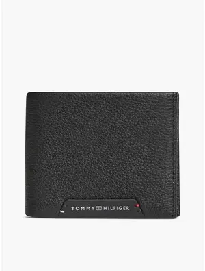 Tommy Hilfiger Pebbled Leather Bifold Wallet - Black