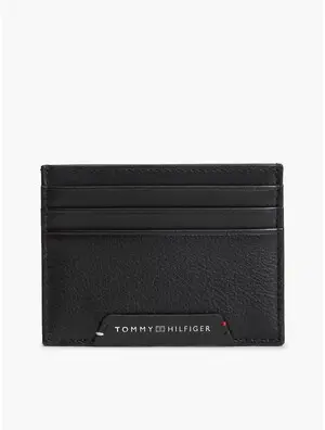 Tommy Hilfiger Pebbled Leather Card Holder - Black
