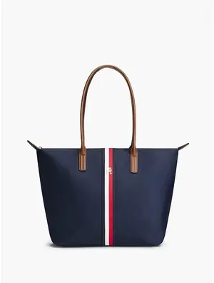 Tommy Hilfiger Monogram Signature Stripe Tote Bag - Space Blue