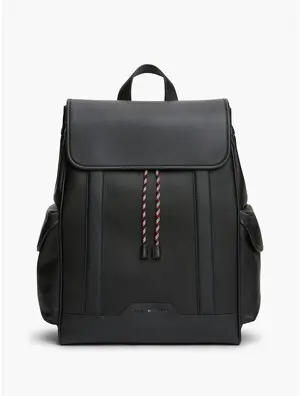 Tommy Hilfiger Textured Flap Backpack - Black