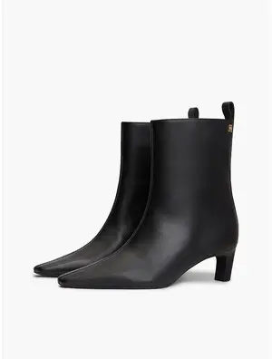 Tommy Hilfiger Leather Kitten-heel Ankle Boot - Black