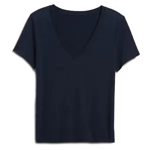 EARTH BODY Theory Drop V-neck Modal Tee In Black - White