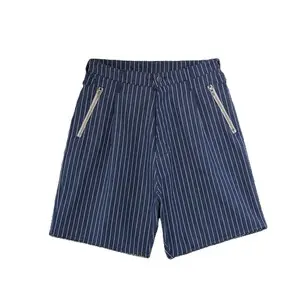 PINE LOS ANGELES Pleated Pinstripe Shorts - Blue