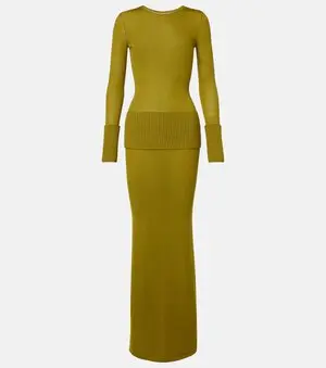 Alaïa Knitted Wool Maxi Dress