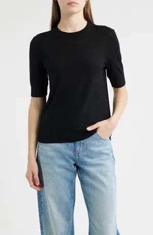 BOSS Farbella Short Sleeve Virgin Wool Sweater