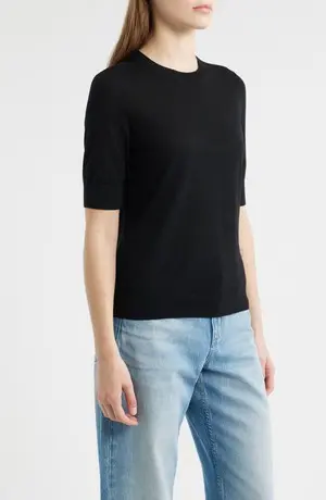 BOSS Farbella Short Sleeve Virgin Wool Sweater