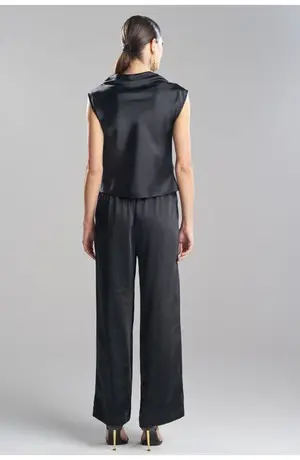 Natori Luxe Satin Drape Neck Top