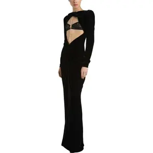 Balmain Long Velvet And Lace Gown