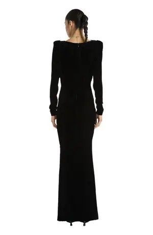 Balmain Long Velvet And Lace Gown